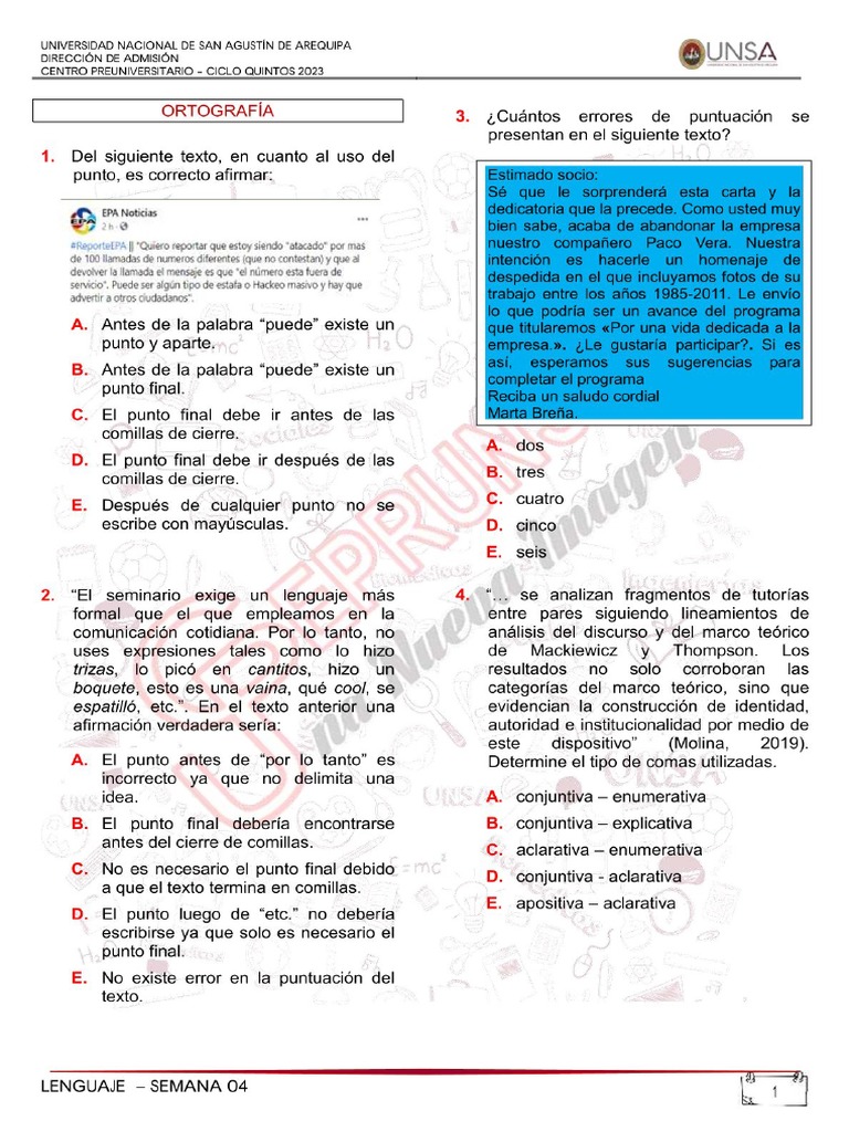 Lenguaje Semana 4 | PDF