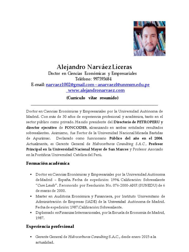 Biografía de Alejandro Narváez Liceras | PDF | Universidad | Contador