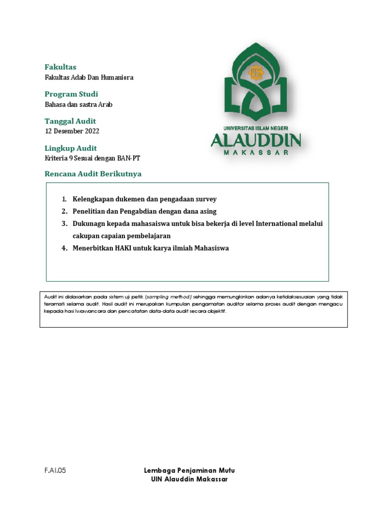 Fix Formbsa Surat Pernyataan Laporan Hasil Audi 2022[1] | PDF