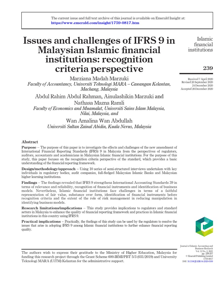 Issues and Challenges in IFRS9 | PDF | Fair Value | International Financial Reporting Standards