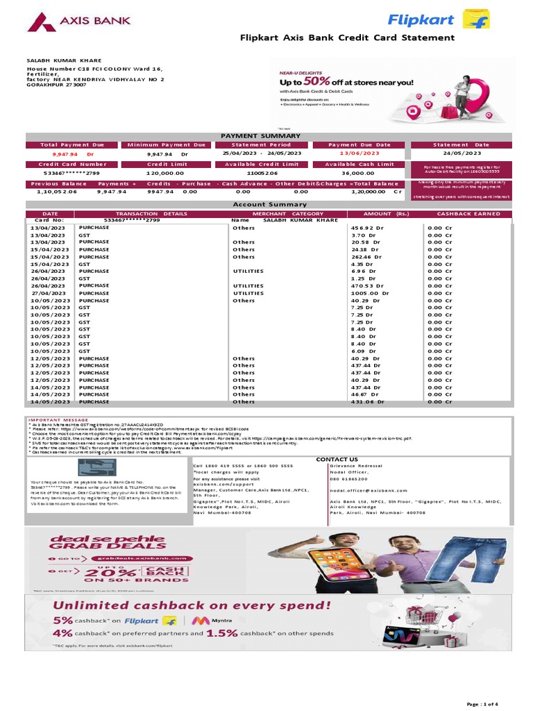 Axis Card 1 | PDF | Credit Card | Banking Technology