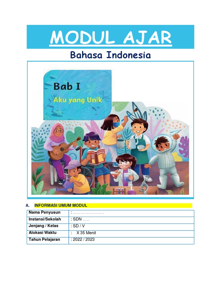 Modul Ajar Kelas 5 Bahasa Indonesia Bab 1 | PDF