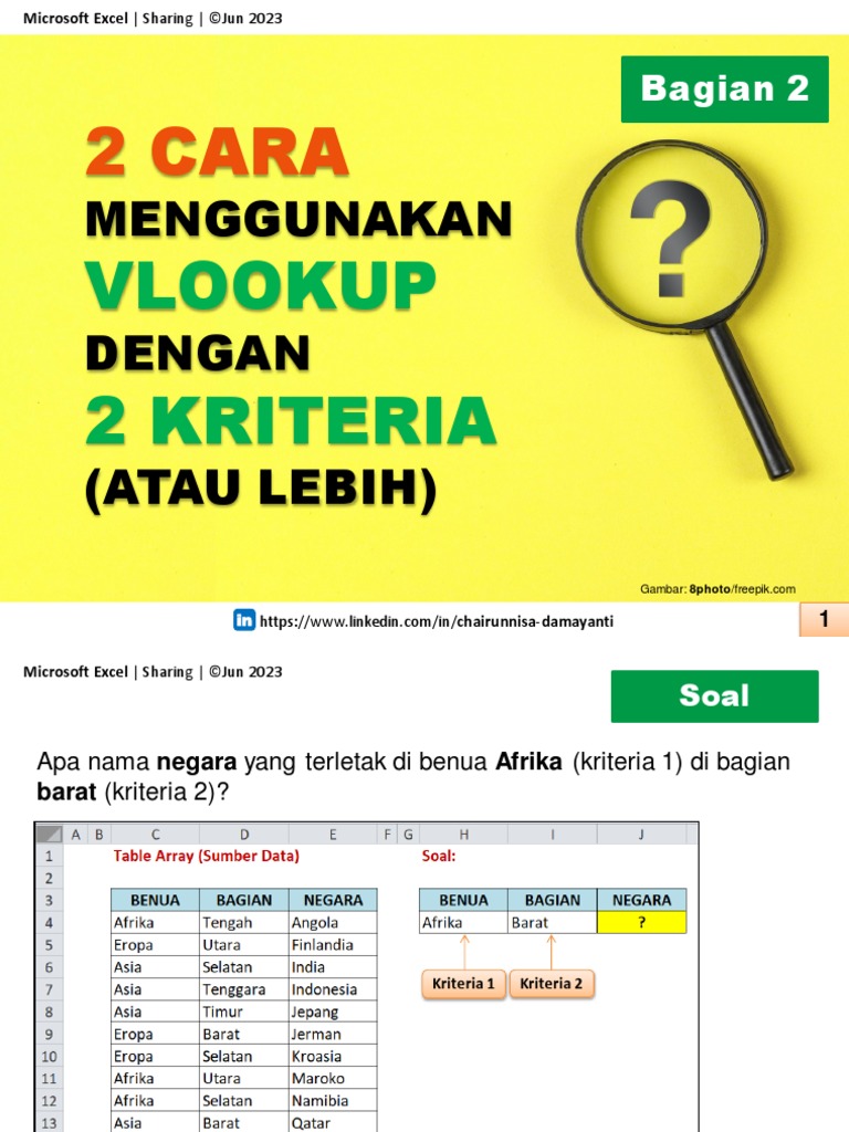 Cara 2 - VLOOKUP Dengan 2 Kriteria (Atau Lebih) | PDF