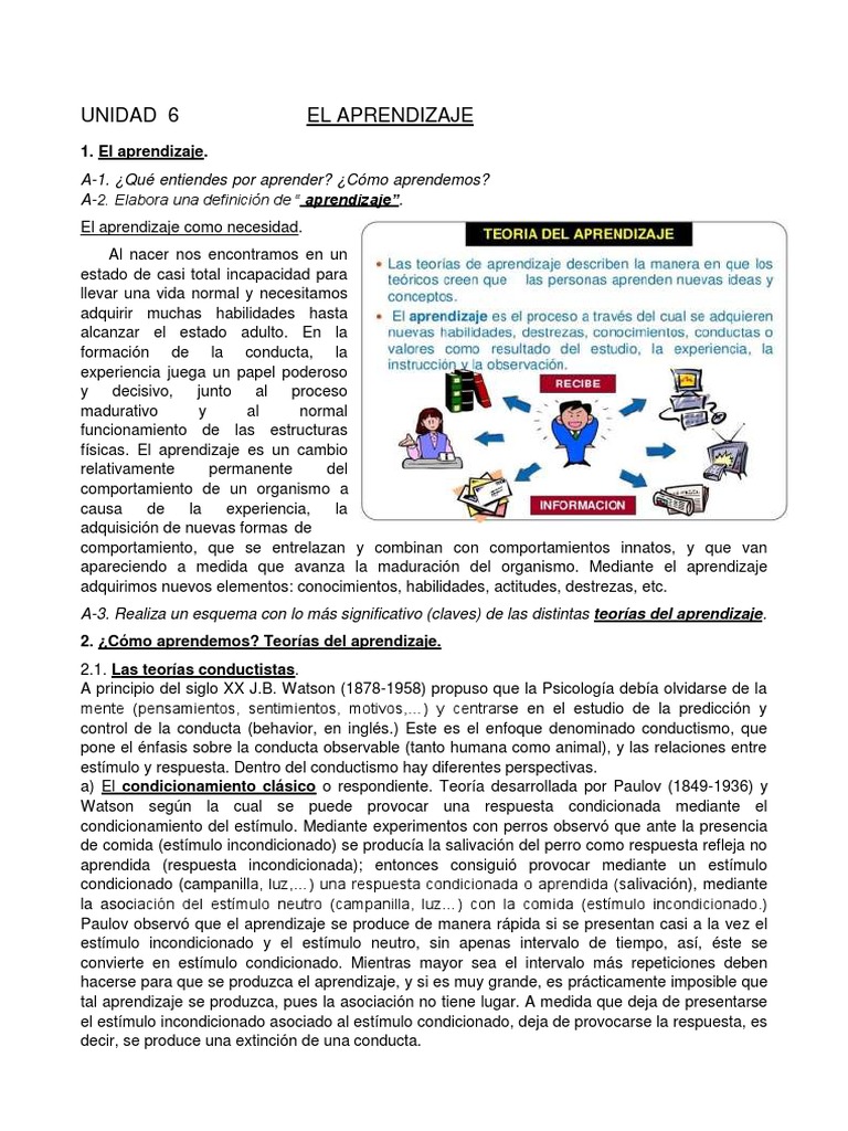 El Aprendizaje | PDF | Aprendizaje | Comportamiento