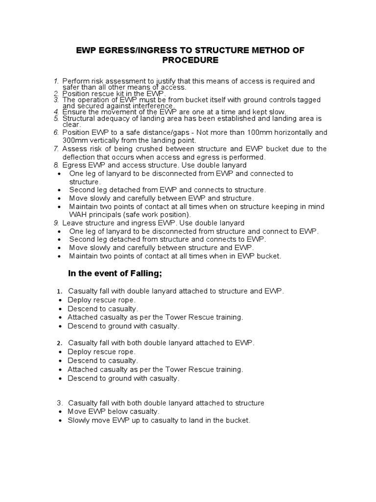 EWP Access and Rescue Procedure Guide | PDF
