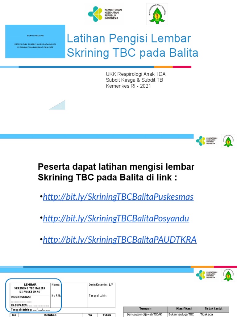 Dr. Dr. Finny Fitry Yani, SpA (K) - Latihan Pengisi Lembar Skrining TBC ...
