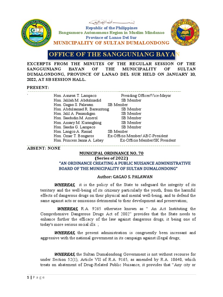 Ordinance No. 85 | Download Free PDF | Nuisance | Substance Abuse