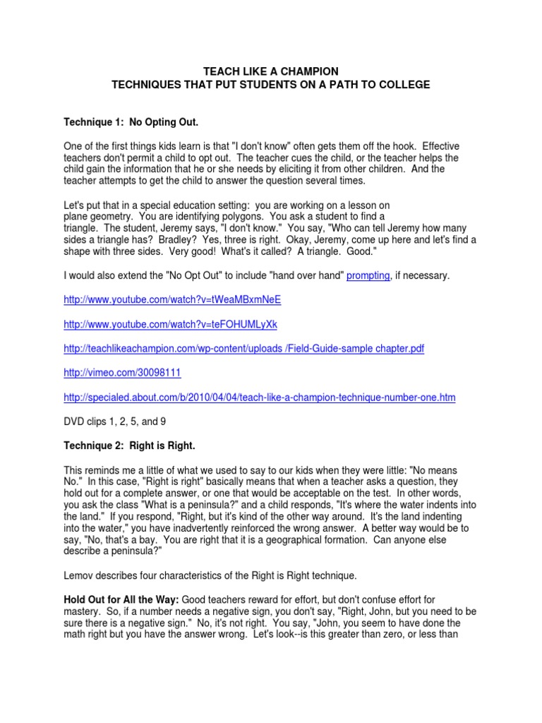 Teach Like A Champion | PDF