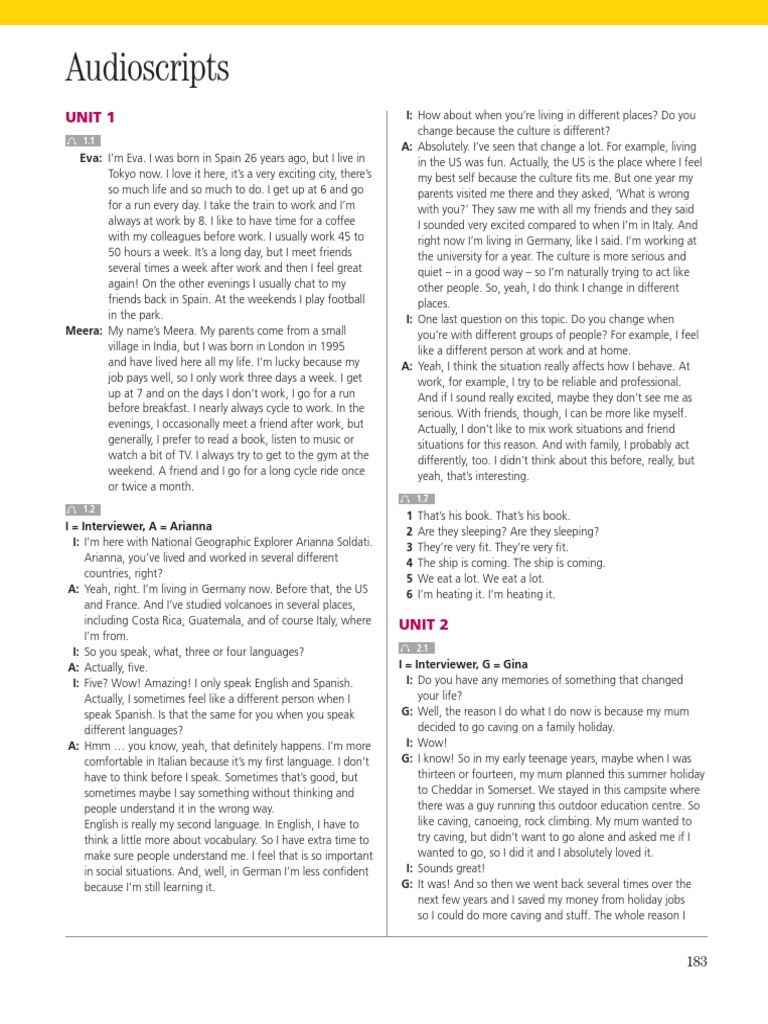 Voices Students Book Audioscripts Pre Intermediate Pdf Ancient
