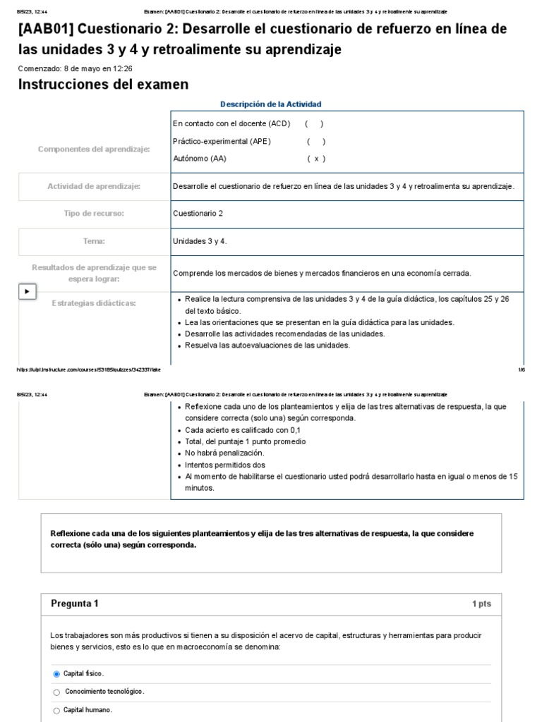 Cuestionario de Refuerzo Unidades 3 y 4 | PDF | Inversiones | Capital ...