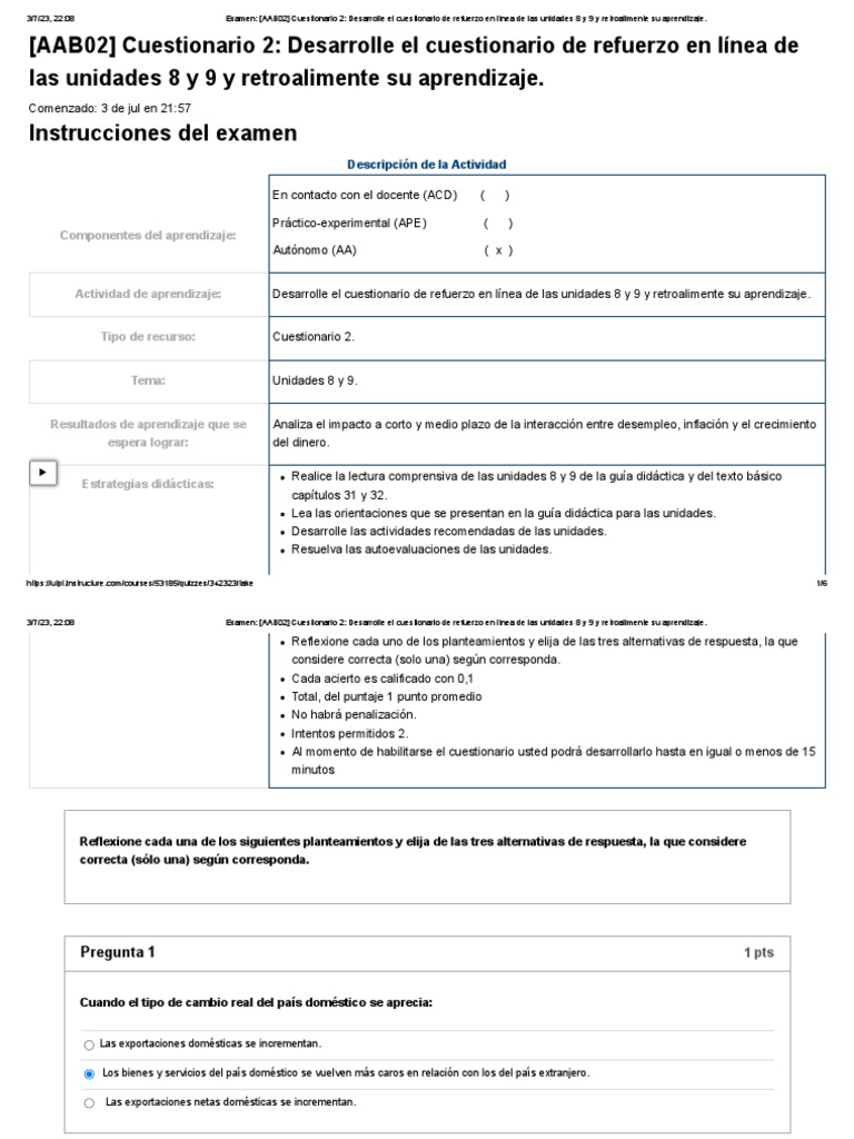 Examen - (AAB02) Cuestionario 2 - Desarrolle El Cuestionario de ...