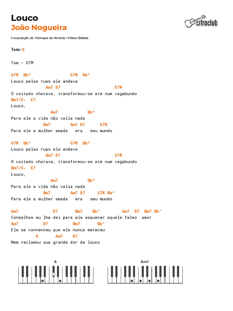 Cifra Club - João Nogueira - Louco | PDF