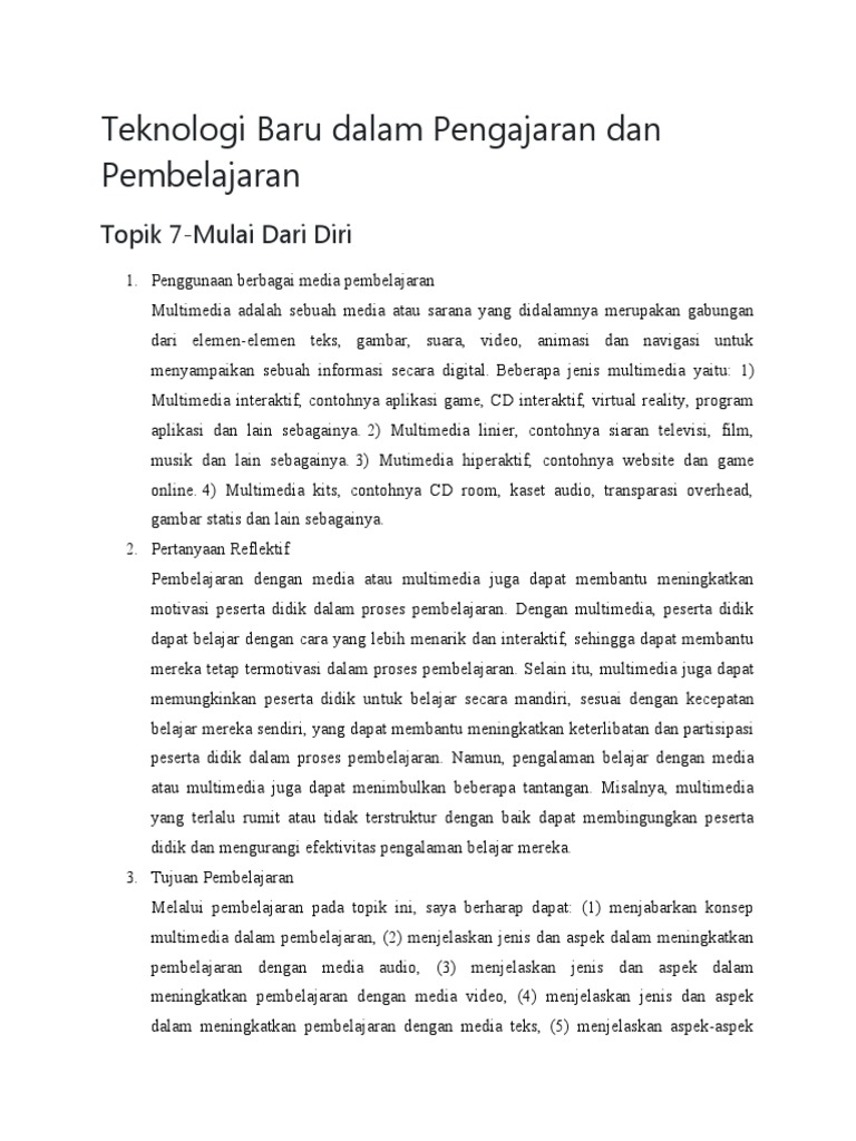 1.mulai Dari Diri - Teknologi Baru Dalam Pengajaran Dan Pembelajaran | PDF