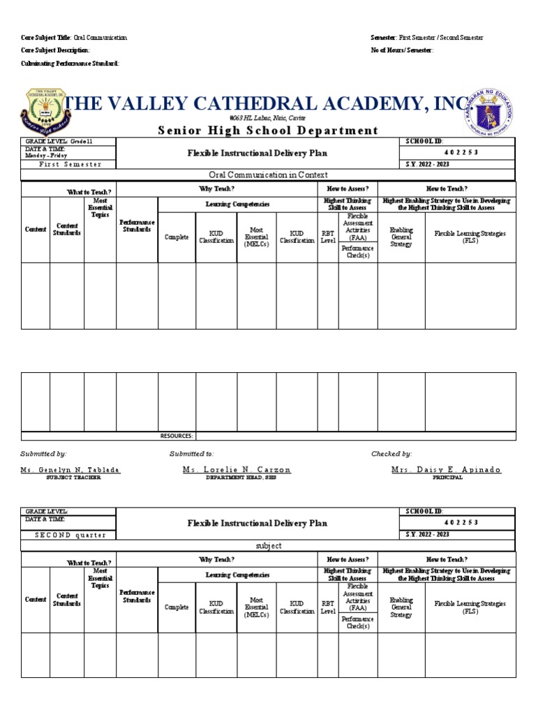 SHS-Flexible-Instruction-Delivery-Plan-FIDP TEMPLATE | PDF ...