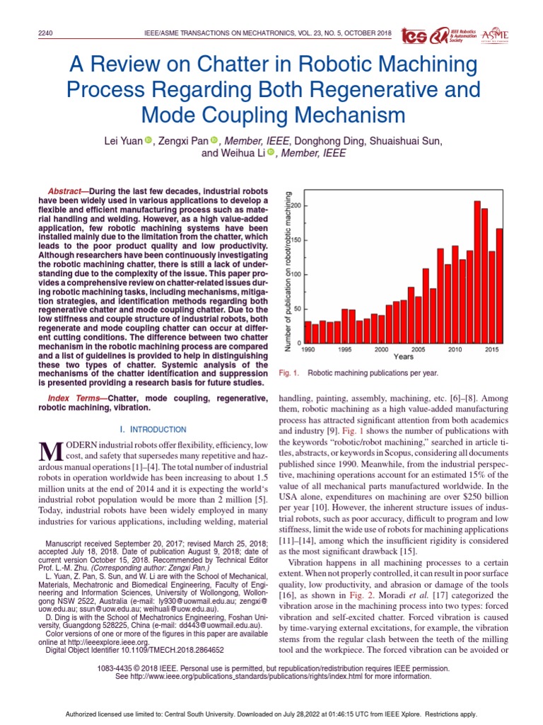 A Review On Chatter in Robotic Machining Process Regarding Both Regenerative and Mode Coupling ...