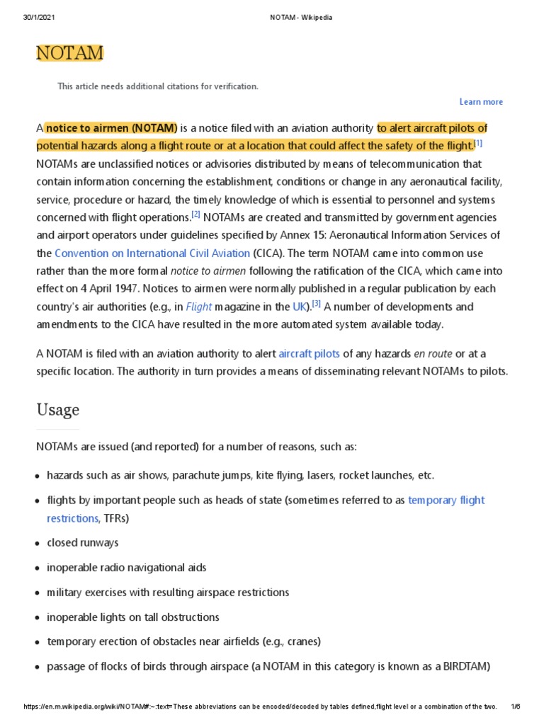NOTAMs | PDF | Aviation | Transport Safety