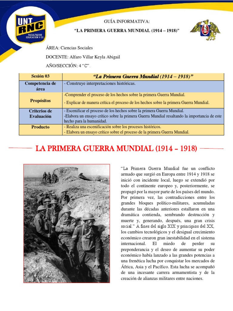 Lectura - La Primera Guerra Mundial. | PDF | Austria Hungría | Imperio ruso