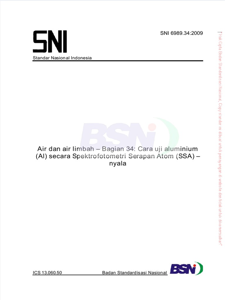 Dokumen - Tips - 24687sni 6989342009air Dan Air Limbahbagian 34cara Uji Aluminium Secara | PDF