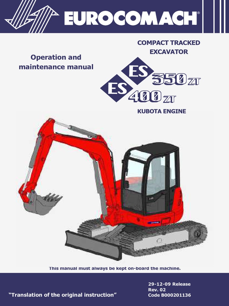 Eurocomach ES 400 ZT Excavator Operating Manual | PDF | Truck | Engines