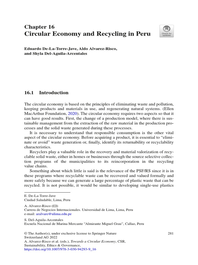Circular Economy and Recycling in Perú | PDF | Waste Management | Recycling