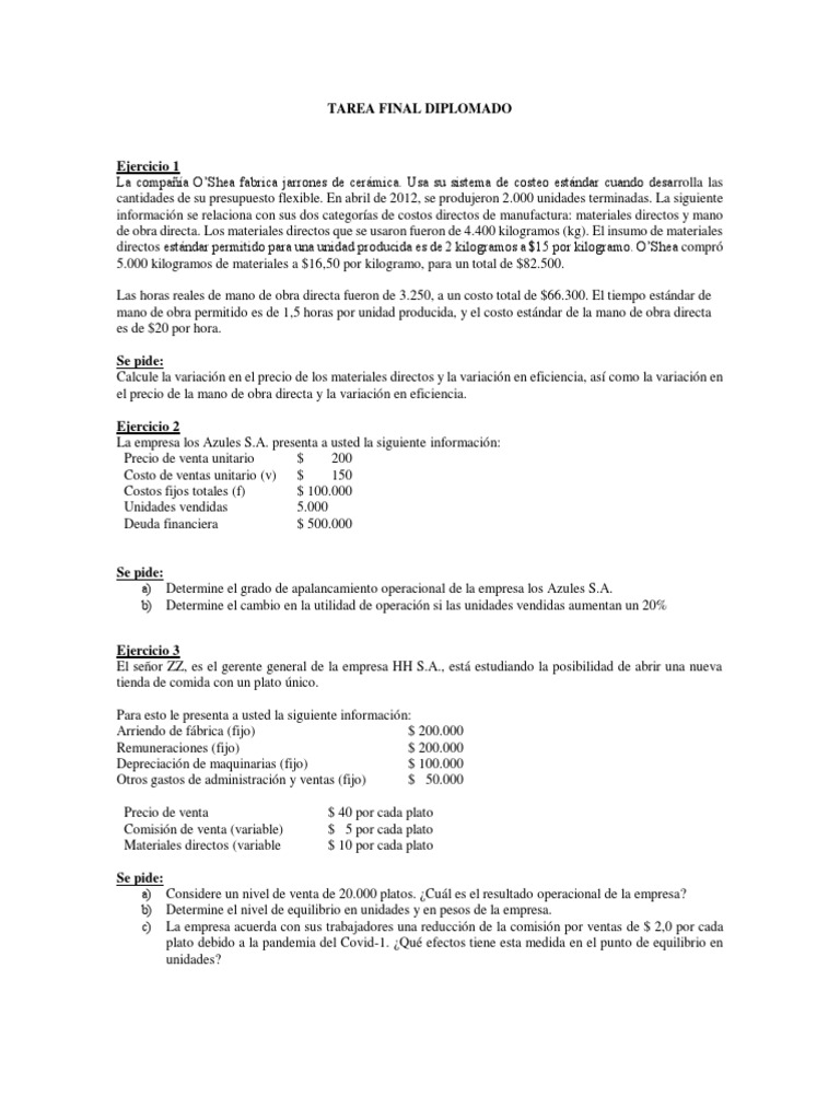 Tarea Modulo de Costos y Presupuestos | PDF | Presupuesto | Economias