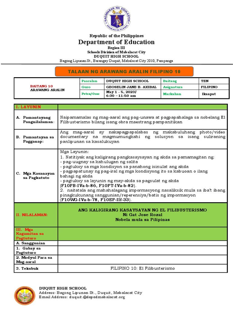 DLP Filipino 10 Q4 W1 | PDF