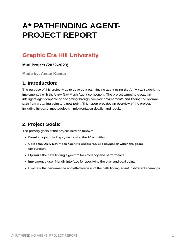 A* Pathfinding Agent Report | PDF | Virtual Reality | Computer Science