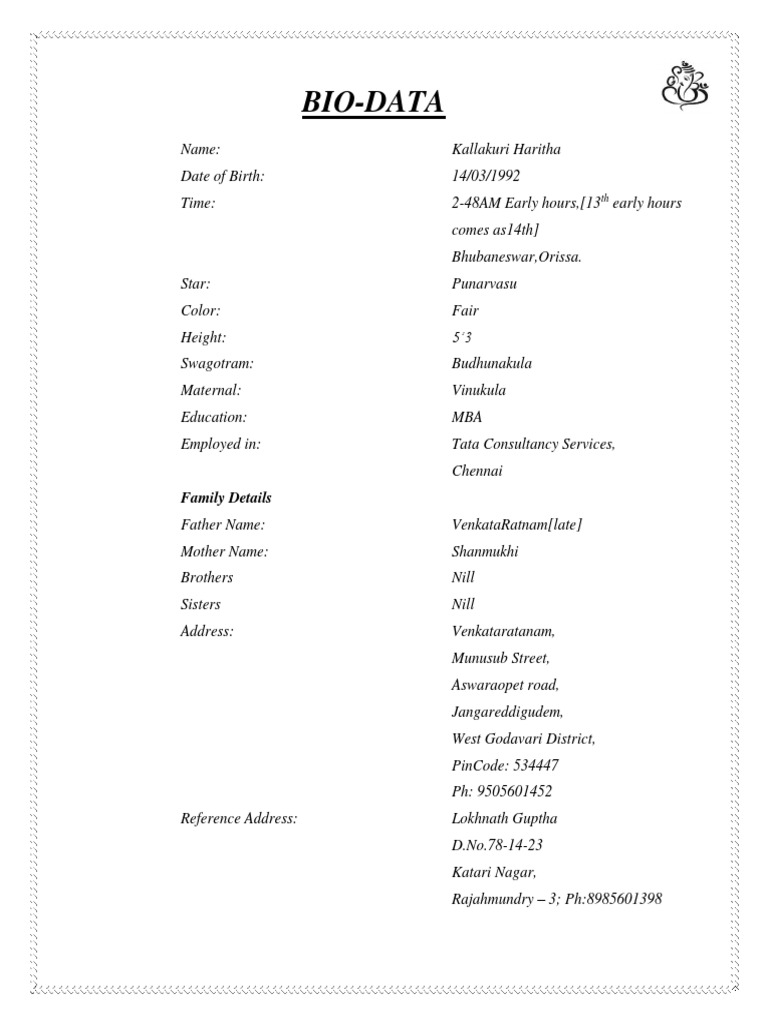 Haritha Biodata PDF | PDF