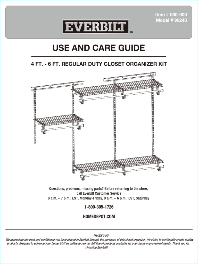 Everbilt Closet 4-6 FT | PDF | Screw | Manufactured Goods