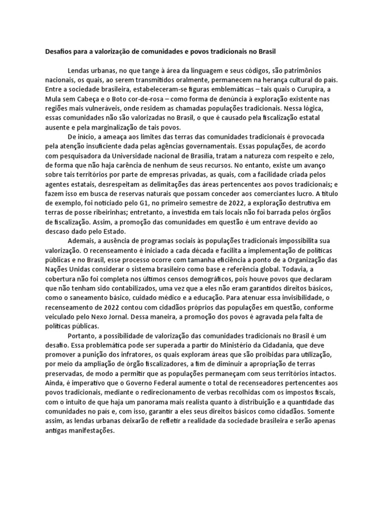 Desafios Para A Valorização De Comunidades E Povos Tradicionais No