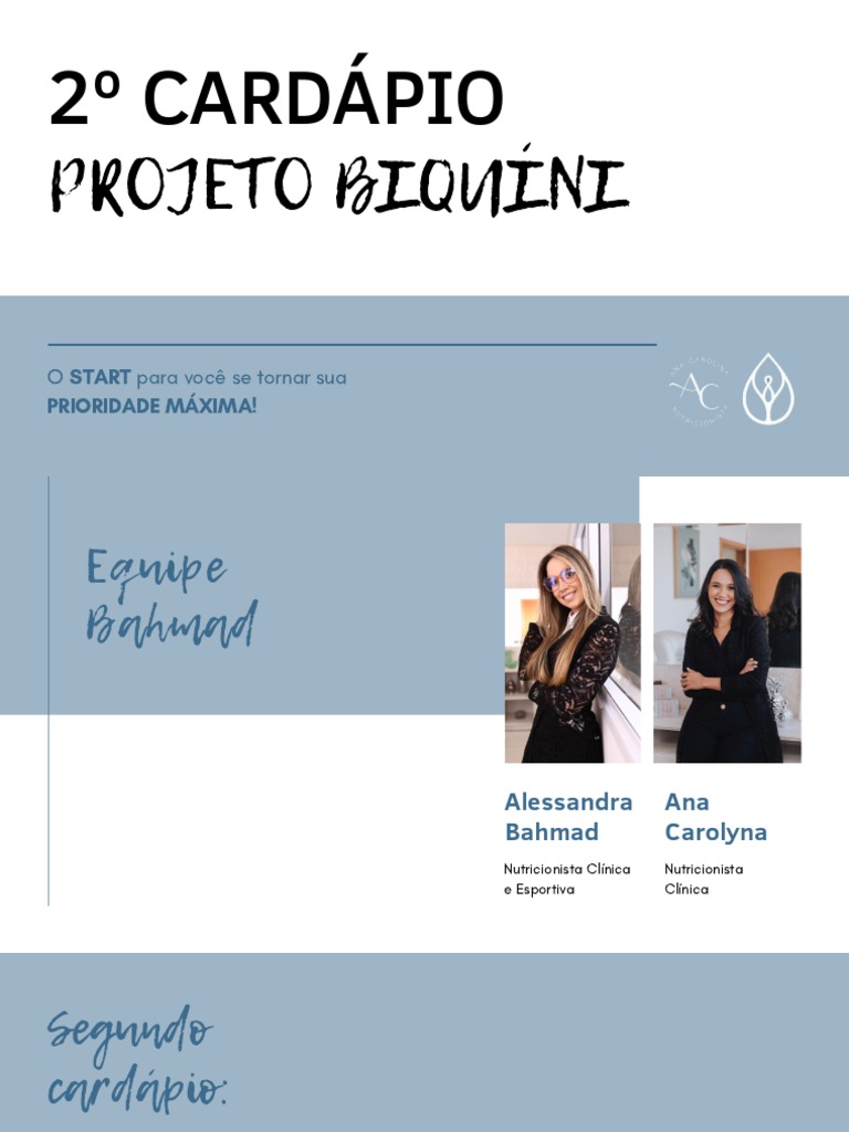 2ª Cardápio - Projeto Biquíni | PDF | Queijo | Chá