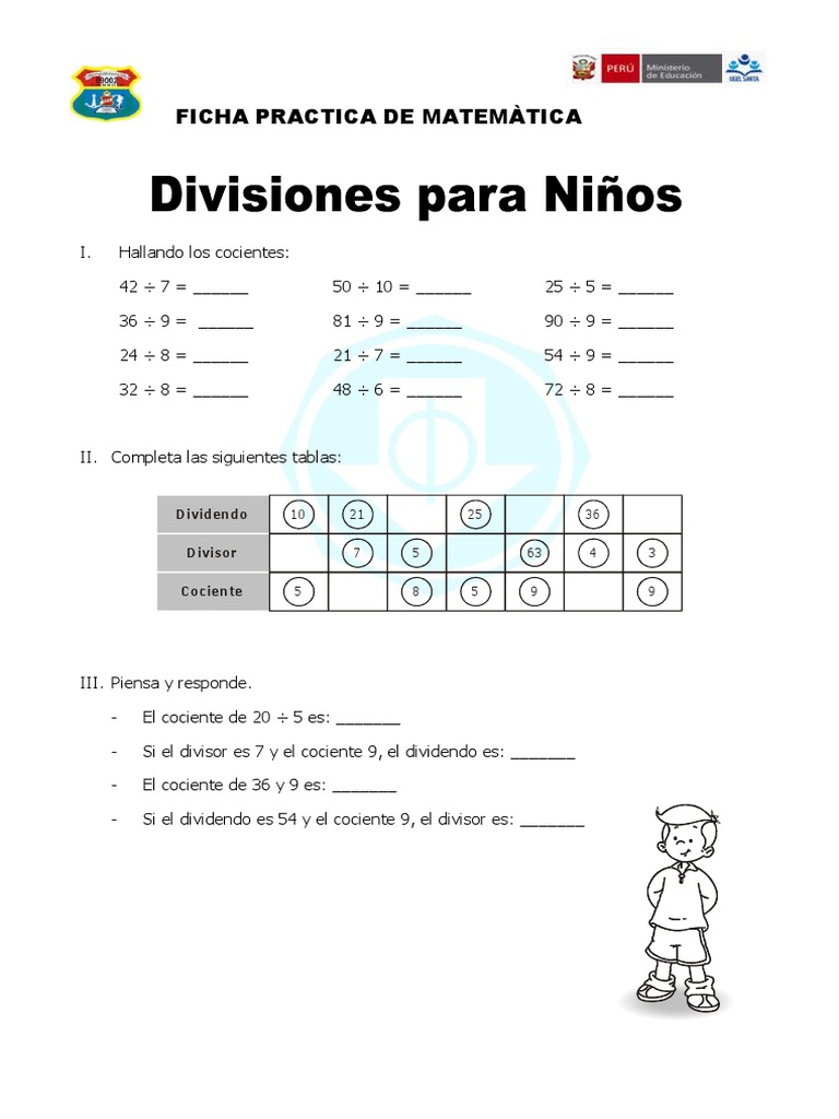 VIERNES 07 FICHA DE MATEMATICA Divisiones para Niños | PDF