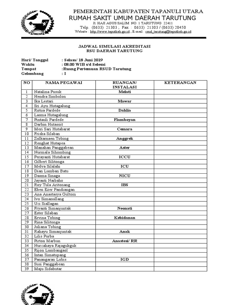 Jadwal Simulasi Akreditasi | PDF