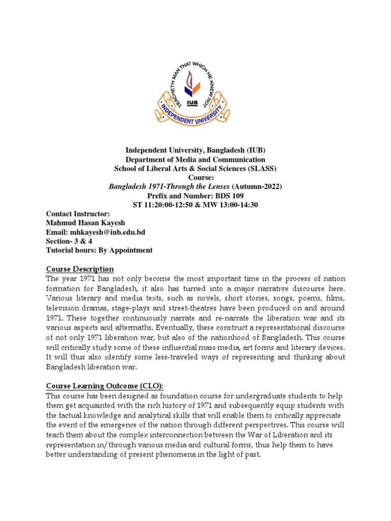 BDS Course Outline | PDF | Plagiarism | Lecture