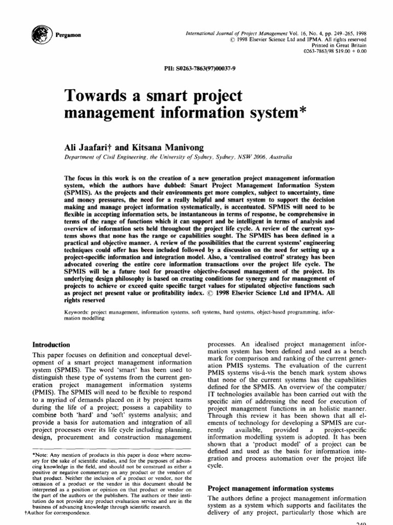 Towards A Smart Project Management Information System | PDF ...