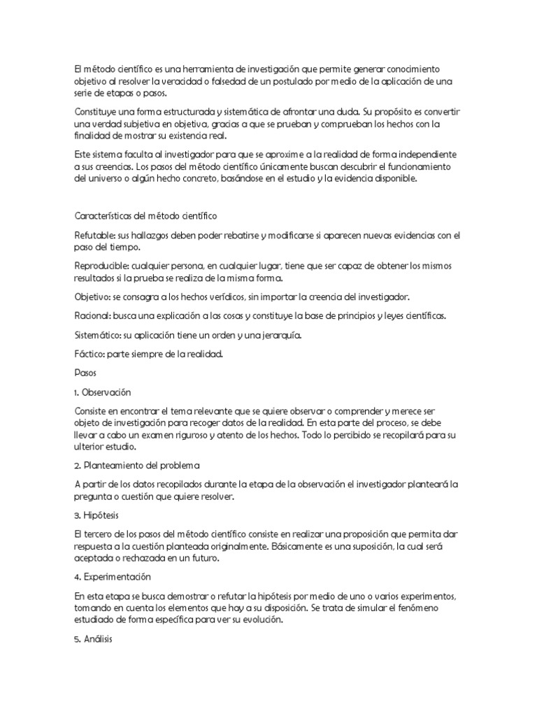 El Método Científico | PDF | Método científico | Metodología