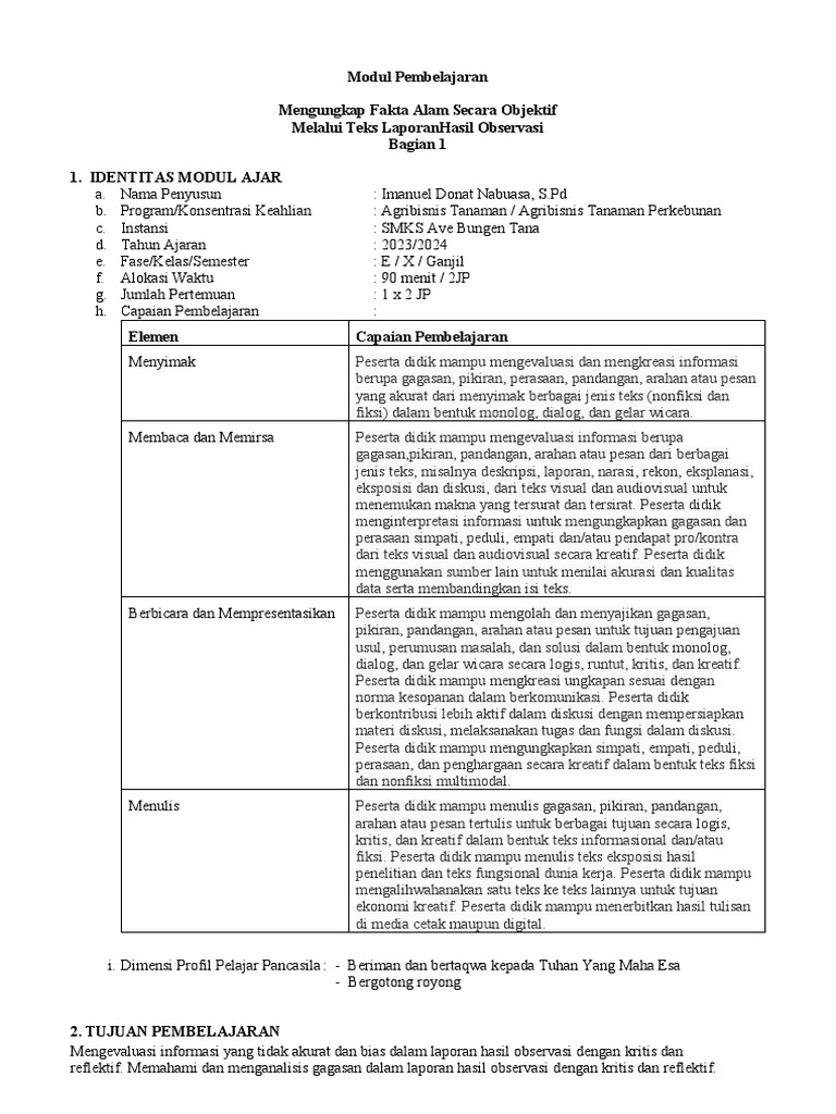 Modul Bindo Iht | PDF