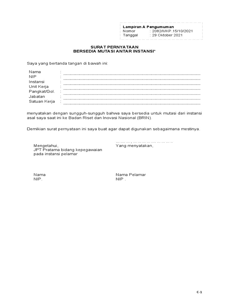 8 Form Surat Pernyataan Mutasi | PDF