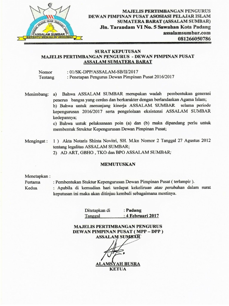 SK DPP 67 Assalam Sumbar | PDF