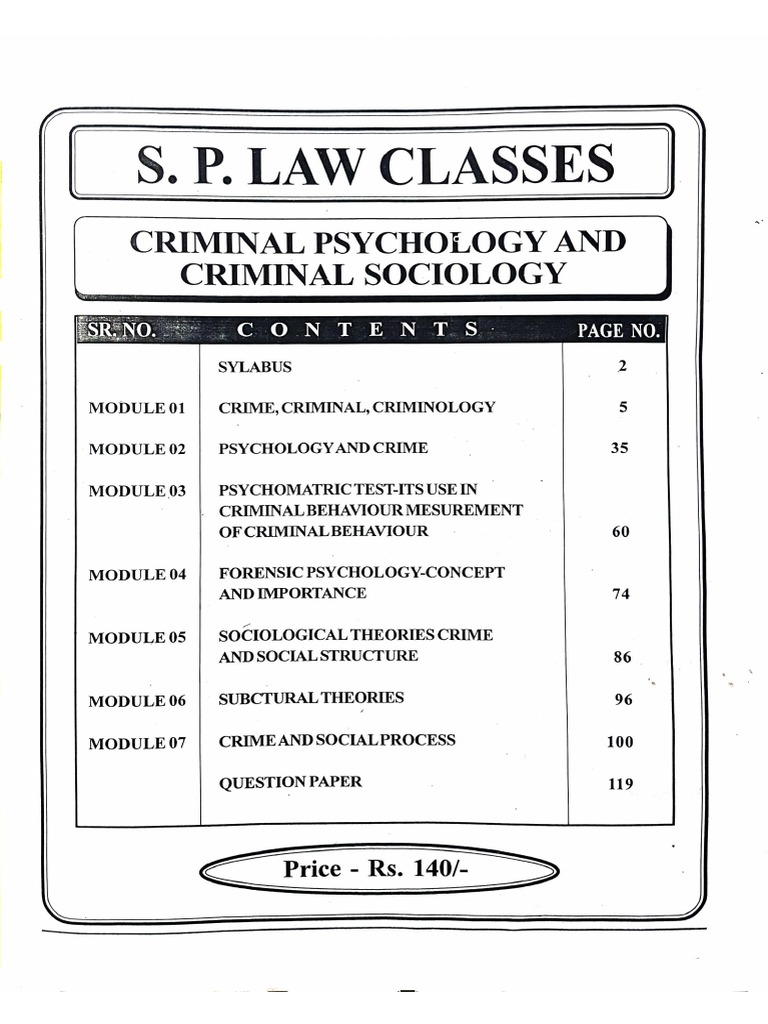 Criminal Psychology &criminal Sociology - 1 | PDF
