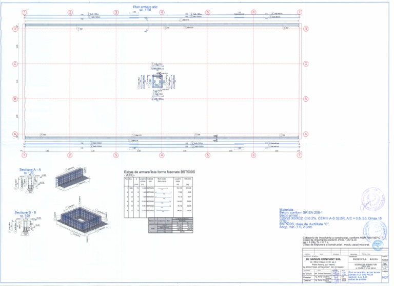 09.partea 53 r07 Plan Armare Atic Acces Terasa | PDF