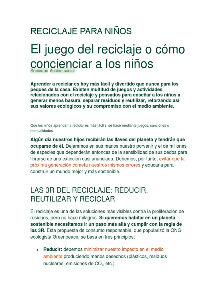 RECICLAJE | PDF | Reciclaje | Residuos