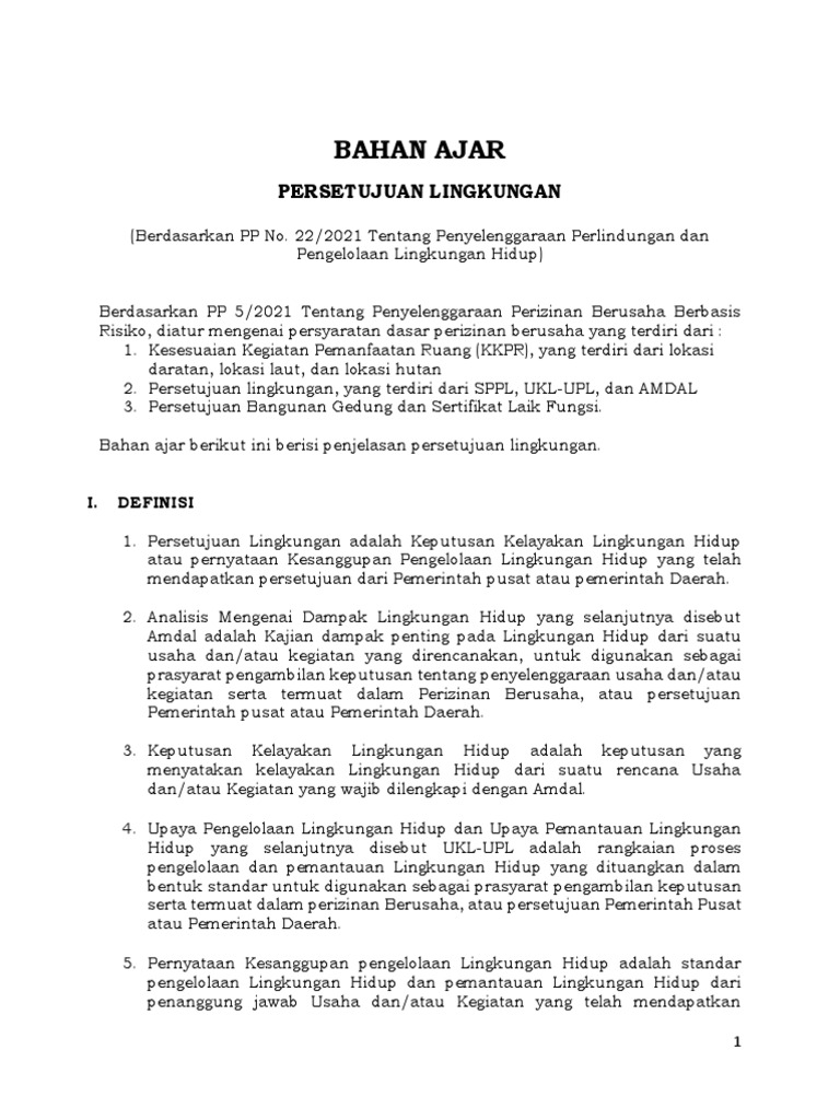 Ketentuan Persetujuan Lingkungan | PDF