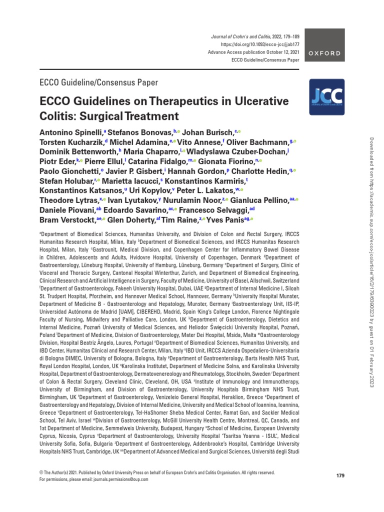 ECCO-UC Surgery 2022 | PDF | Ulcerative Colitis | Inflammatory Bowel ...