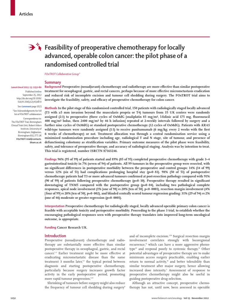 FOXTROT Trial Lancet Onc2012 | PDF | Colorectal Cancer | Chemotherapy