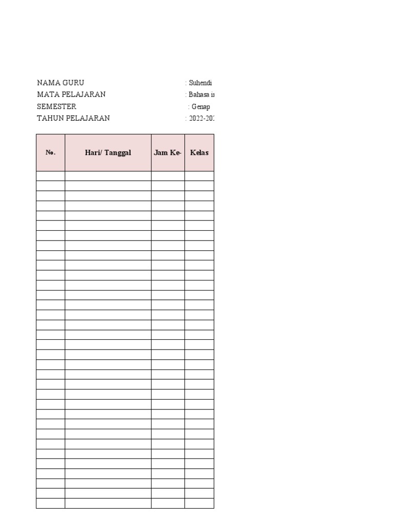 Contoh Buku Agenda Guru - Jurnal Pembelajaran Harian Guru | PDF