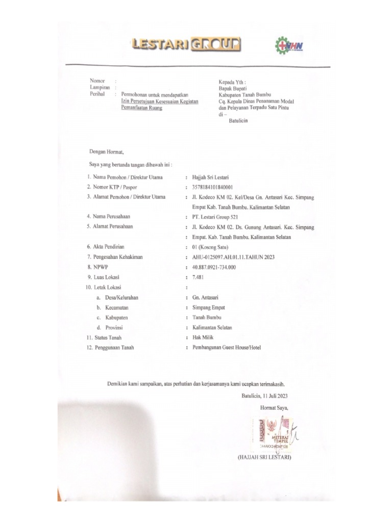 Formulir PKKPR | PDF