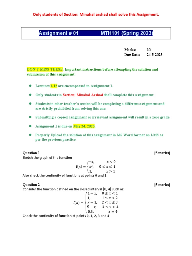 MTH101 Assignment 1 Minahal Arshad | PDF MTH101 Assignment 1 Minahal Arshad | PDF