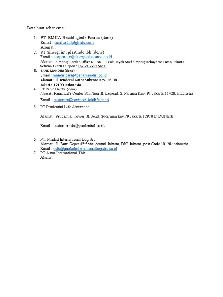 Data Buat Sebar Email | PDF