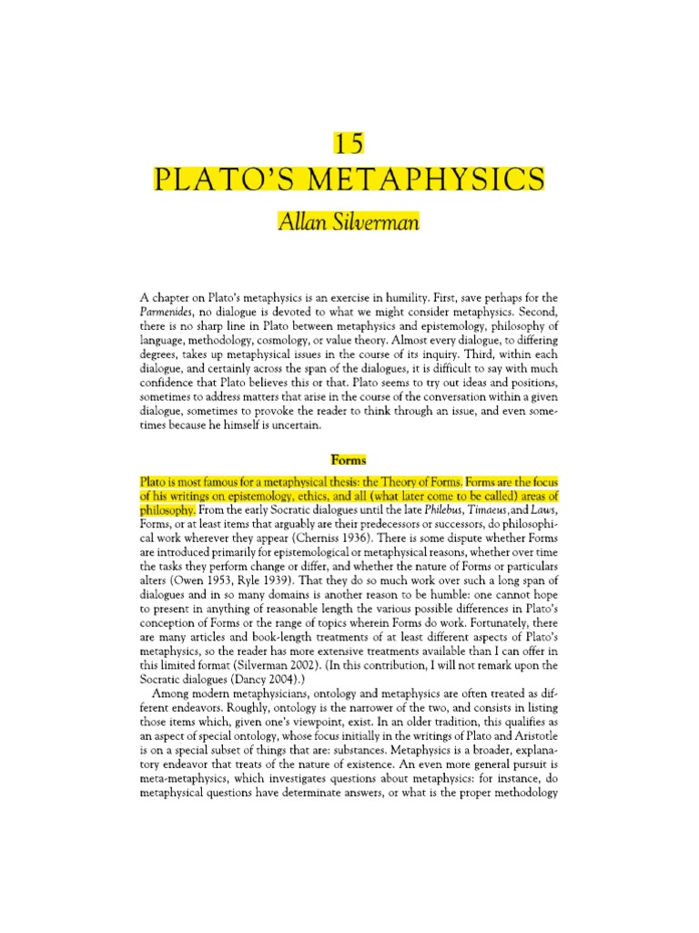 Plato On Metaphysics | PDF